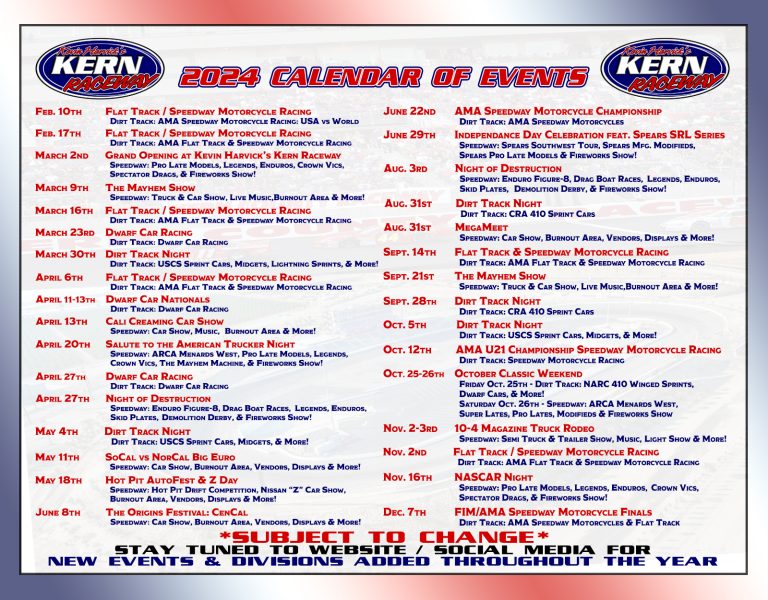 Kevin Harvick’s Kern Raceway Unveils Exciting 2024 Schedule – Kevin ...