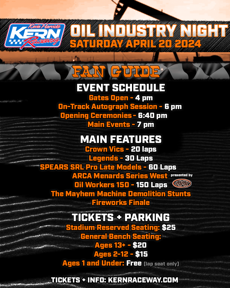 April 20, 2024: Oil Industry Night at Kevin Harvick’s Kern Raceway ...