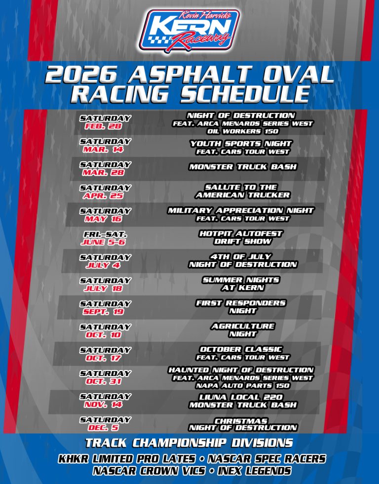 Kevin Harvick’s Kern Raceway Releases Full 2026 Asphalt Schedule ...